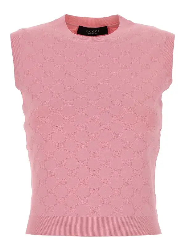 Gucci Gg Jacquard Vest - Pink