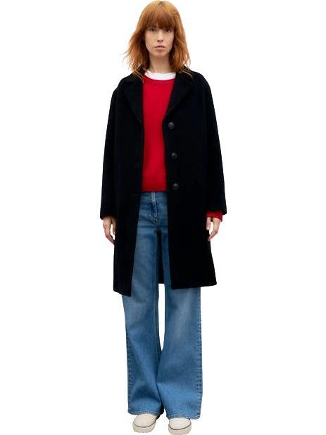 Gerard Darel Aelis Angora Blend Collared Overcoat - Black