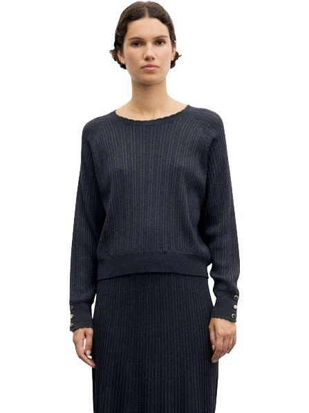 Gerard Darel Rita Ribbed Openwork Knit Sweater - Charcoal