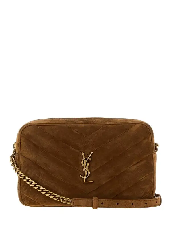 Saint Laurent Camel Suede Loulou Crossbody Bag - Brown