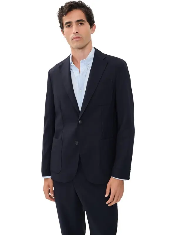 BOSS Slim Fit Wool Blazer - Dark Blue