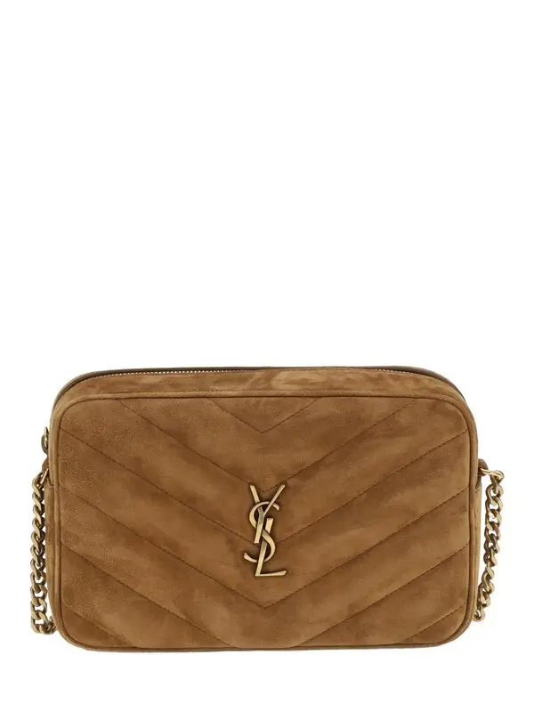 Saint Laurent Camera Loulou Matelassé Suede Shoulder Bag - Brown