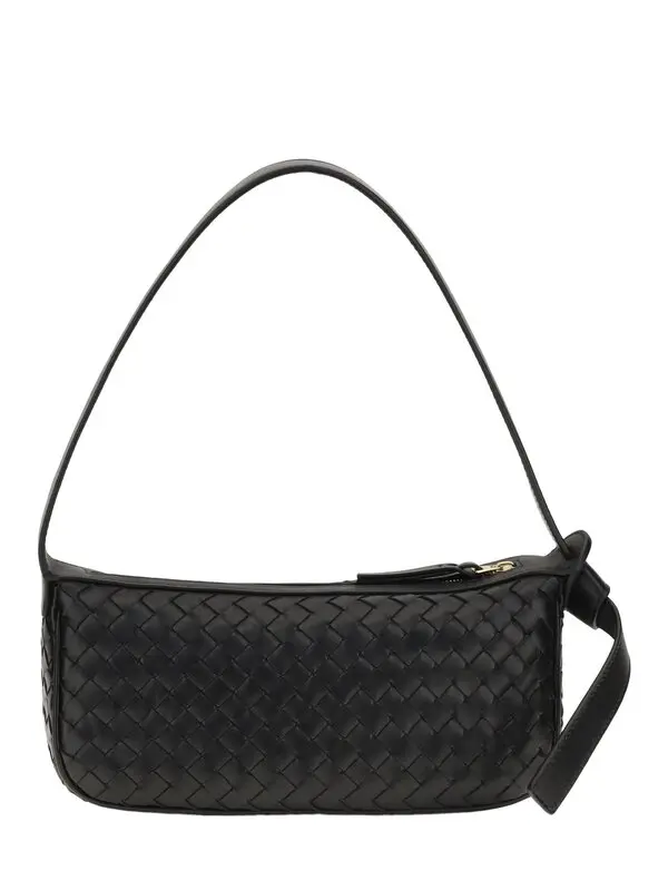 Bottega Veneta Intrecciato Leather Shoulder Bag - Black