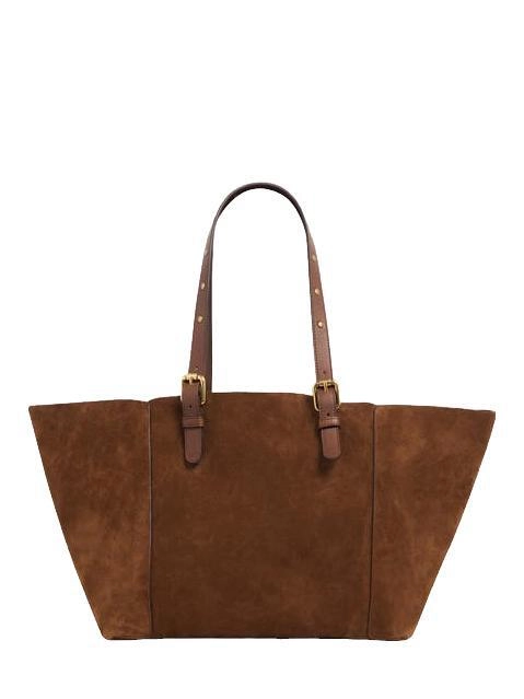 Gerard Darel Marlow Buckle Trim Tote Shoulder Bag - Fawn