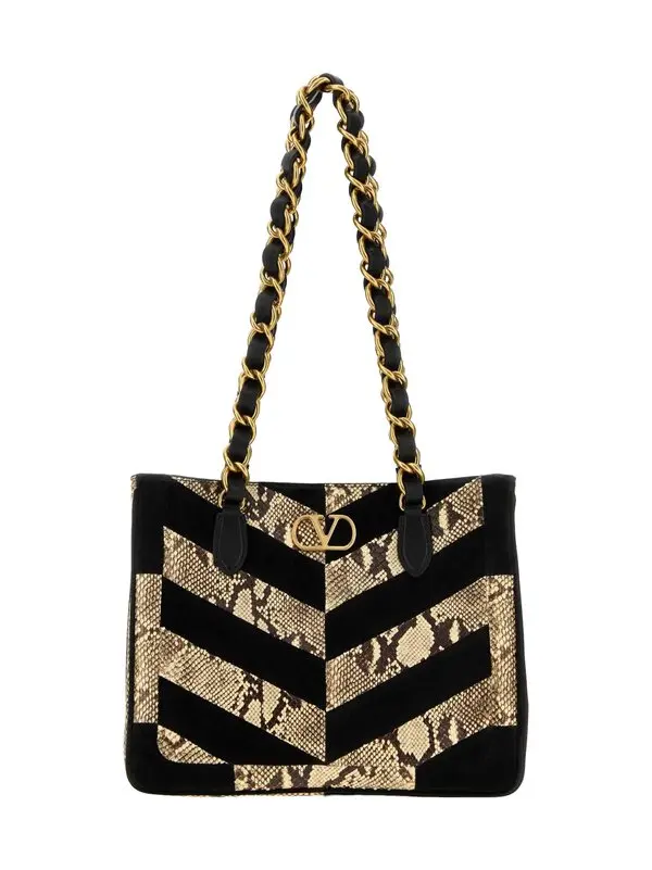 Valentino Garavani Leather And Suede Le Seine Shopping Bag - Multicolor