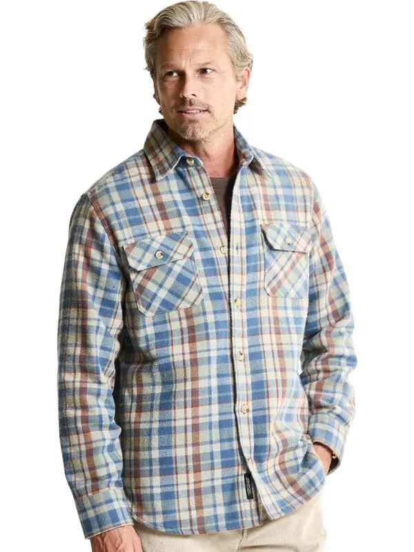 JACHS Brushed Flannel Overshirt - Blue