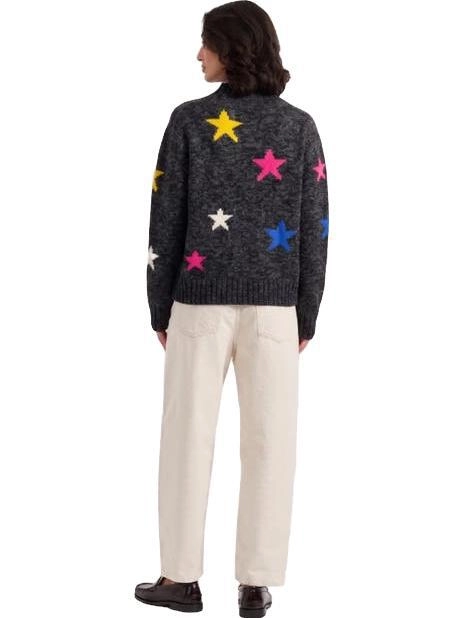 Chinti & Parker Wool-cashmere Blend Star Roll Neck Sweater - Black