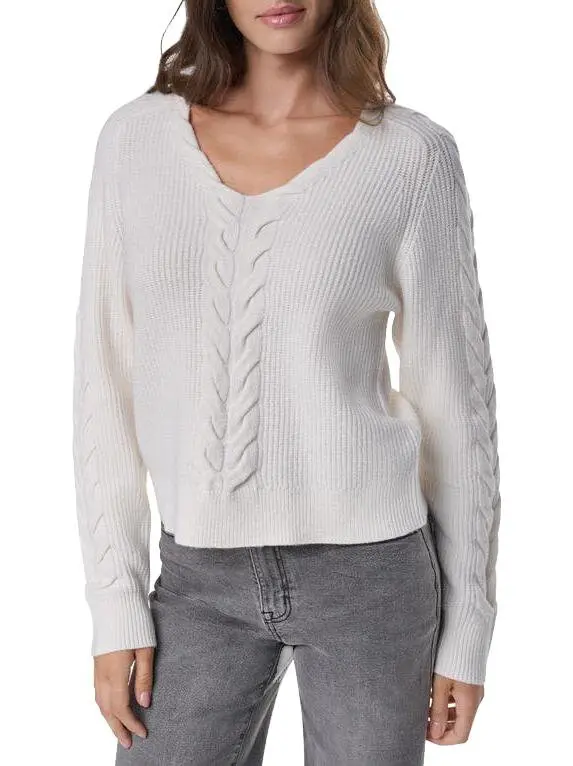 Dkny Cable Knit V-neck Sweater - Ivory