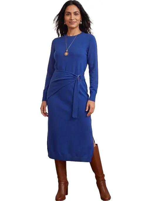 JESSICA LONDON Sweater Wrap Midi Dress - Dark Sapphire