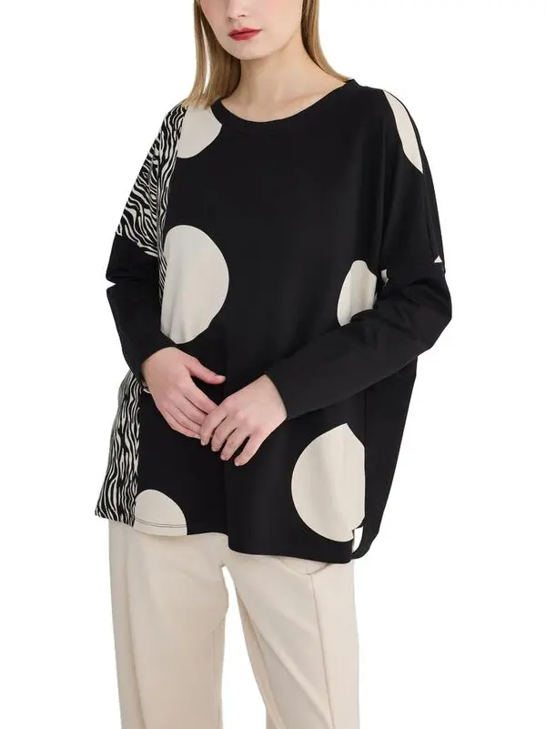LUUKAA Saga Mixed Printed Top - Black