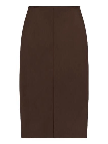 The Fold Oliena High Waisted Pencil Midi Skirt - Brown