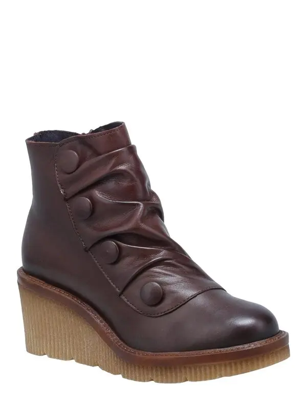Miz Mooz Alice Leather Wedge Bootie - Brown