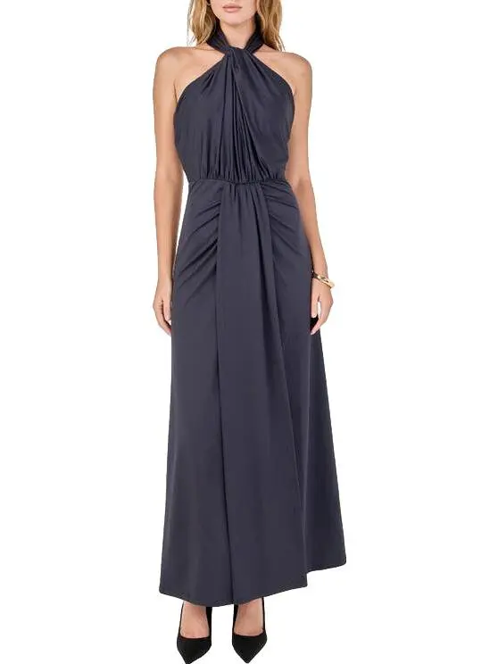 Endless Rose Draped Halter Maxi Dress - Navy