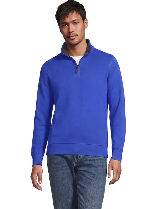 LANDS' END Bedford Rib Quarter Zip Pullover Sweater - Volt Blue
