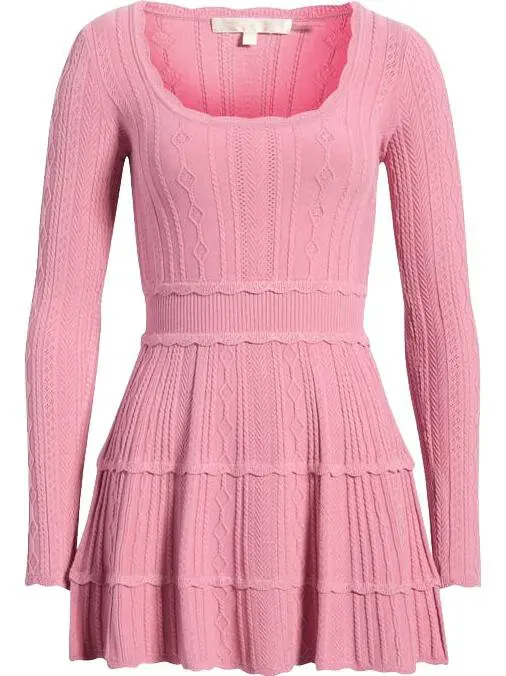 LoveShackFancy Lunelle Cable Knit Minidress - Peony