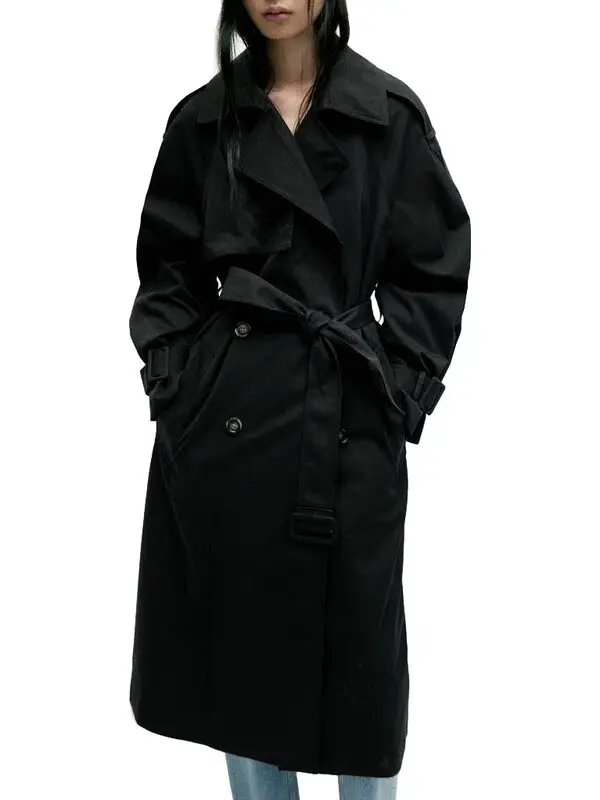 Mango Angela Belted Trench Coat - Black