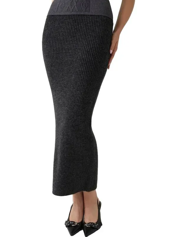Guess Emily Ribbed Sweater Skirt - Open Grey