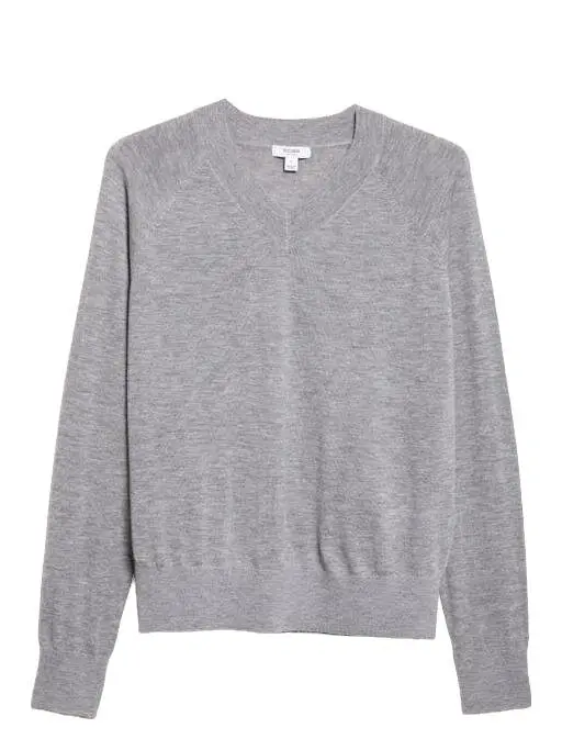 REISS Paris V-neck Merino Wool Sweater - Grey