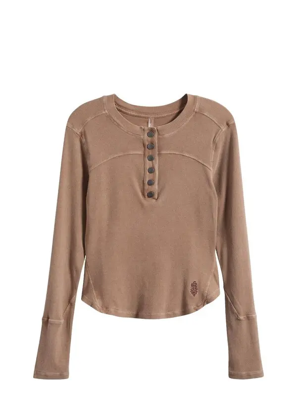Free People Cool Down Stretch Cotton Crewneck Top - Sandstorm