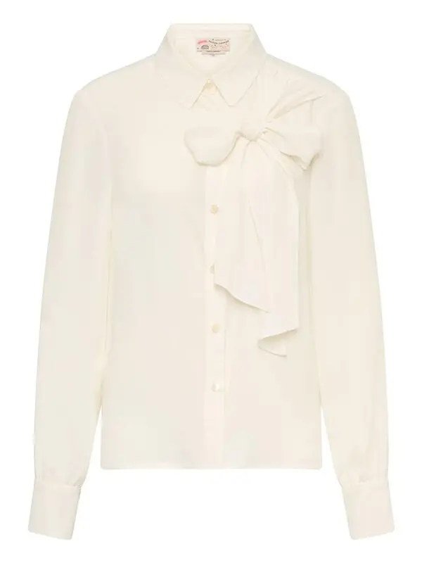 MAISON COMMON Long Sleeve Blouse With Bow Detail - Ecru