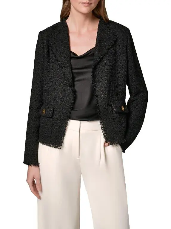 Donna Karan New York Open Front Tweed Jacket - Black