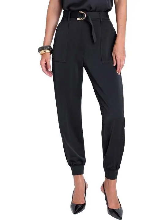 THE NOLI SHOP Adrienne Satin Cargo Pant - Black