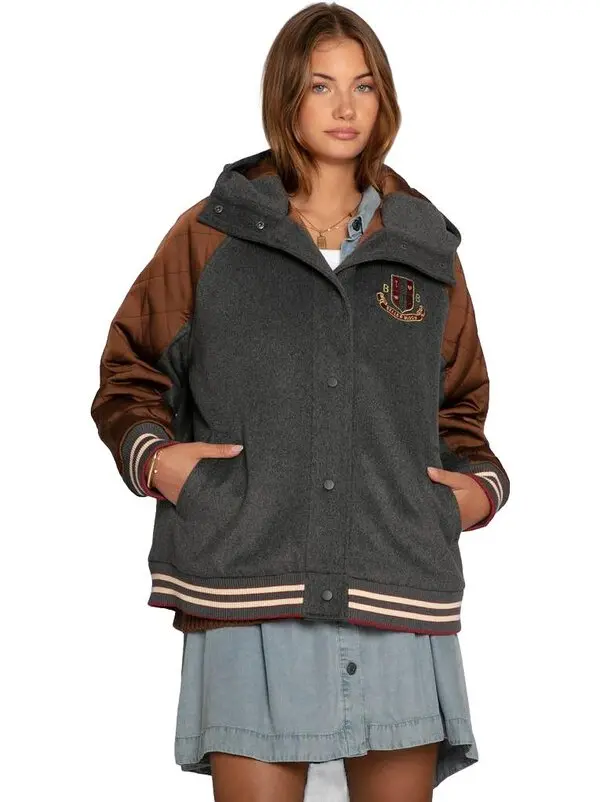 BELLE & BLOOM Remix Bomber Varisty Jacket - Grey