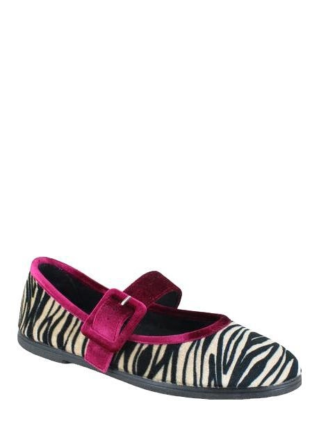 NATIONAL COMFORT Animal Print Mary Jane Flat - Zebra Fabric