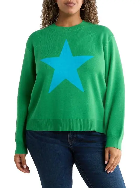 SUGARLIPS Tavi Star Pullover Sweater - Kelly-multi