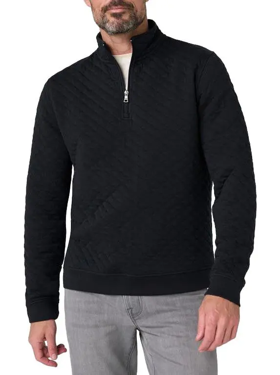 LIVERPOOL Diamond Quilted Quarter Zip Pullover - Black