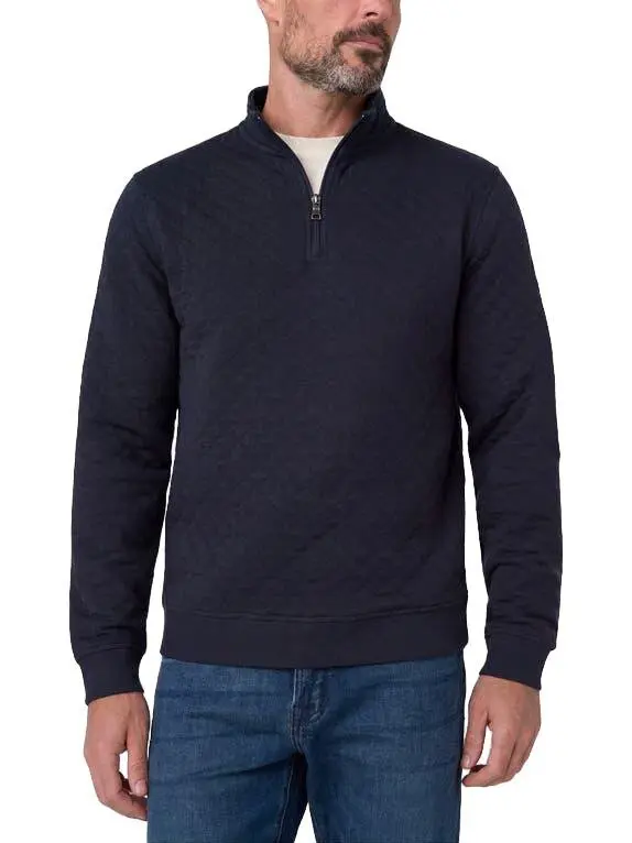 LIVERPOOL Diamond Quilted Quarter Zip Pullover - Navy