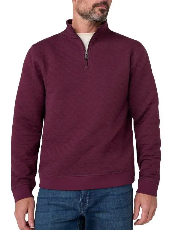 LIVERPOOL Diamond Quilted Quarter Zip Pullover - Wine