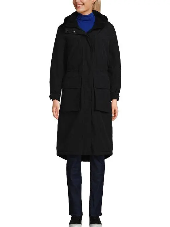 LANDS' END Tall Squall Waterproof Insulated Winter Stadium Maxi Coat - Black