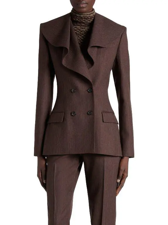 Alexander McQueen Ruffle Collar Wool Jacket - Cedar