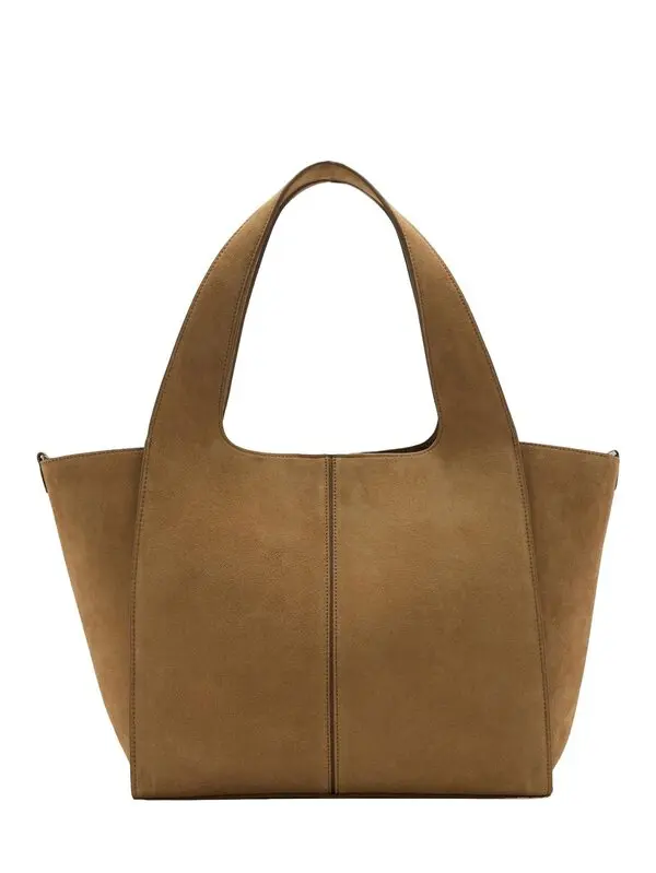Mango Leather Shopper Tote - Medium Brown