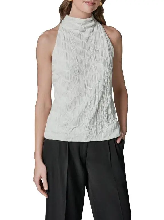 Donna Karan New York Texture Mock Neck Top - Cream