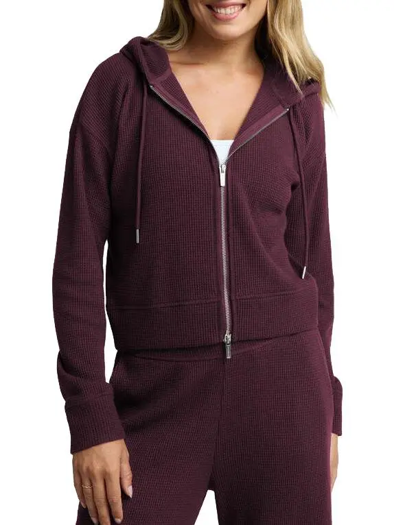 Beyond Yoga Rest Day Waffle Full Zip Hoodie - Cabernet