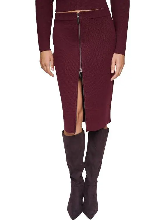 Dkny Zip Front Sweater Skirt - Cabernet