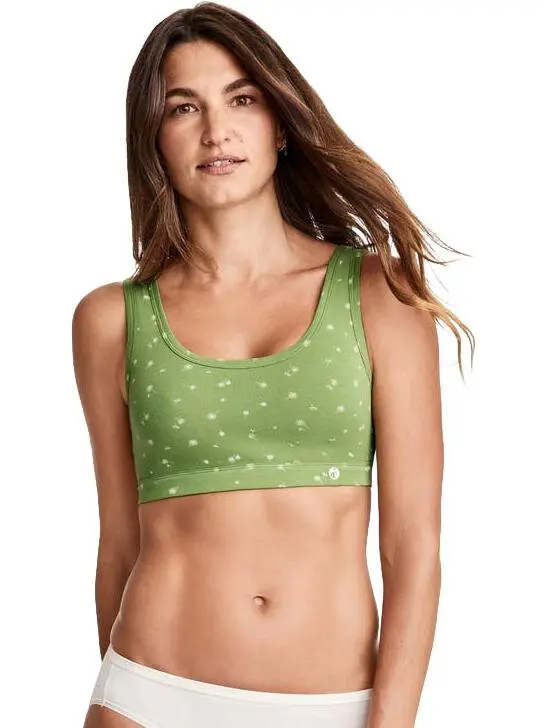 JOCKEY Organic Cotton Stretch Tank Strap Bralette - Thyme Dandelion