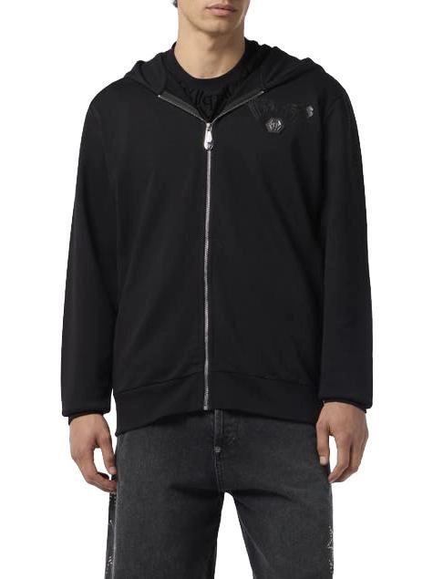 Philipp Plein Fleece Zip Hoodie Greatness - Black/black
