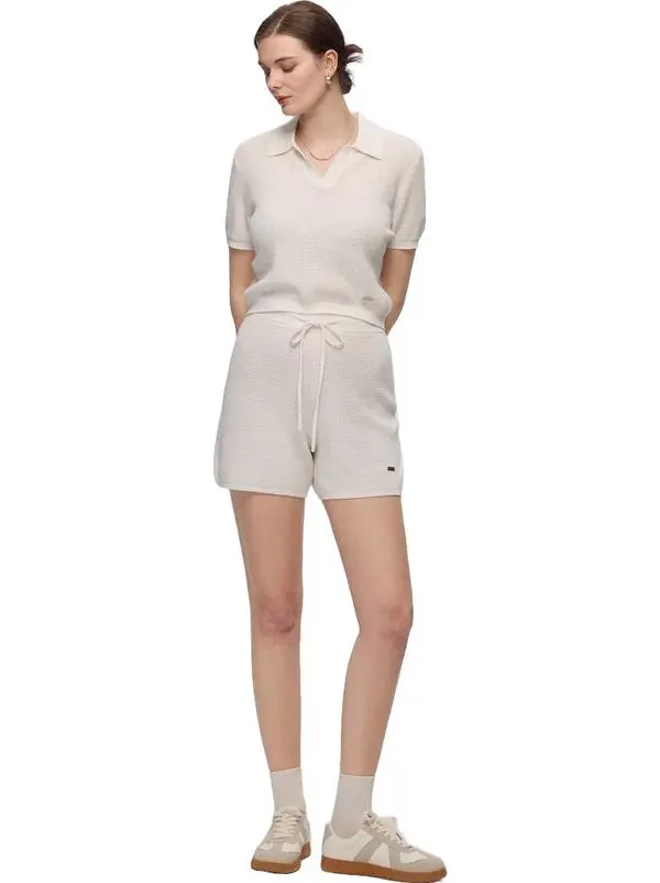 JUANA Noa Open Knit Shorts - White