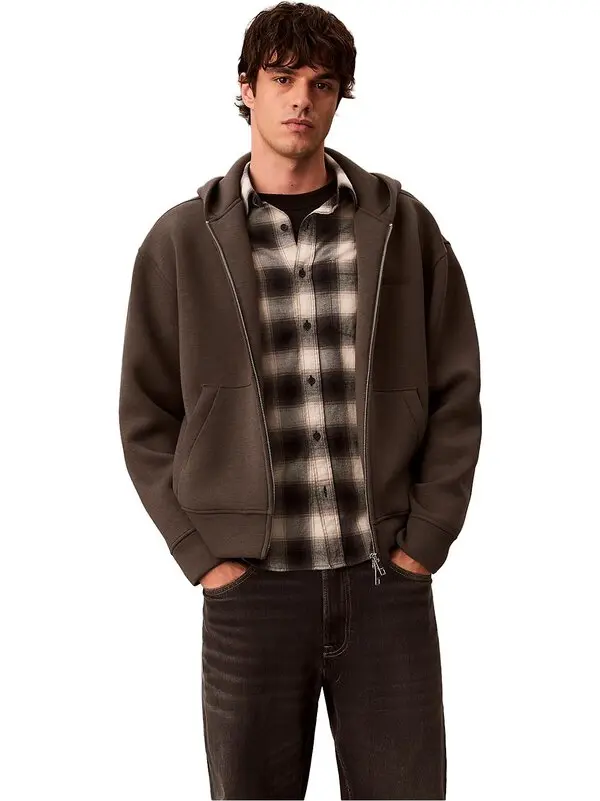 Calvin Klein Cotton Spacer Full Zip Hoodie - Beluga