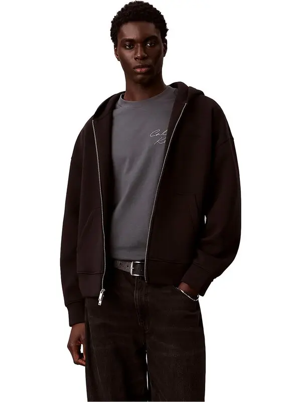 Calvin Klein Cotton Spacer Full Zip Hoodie - Black