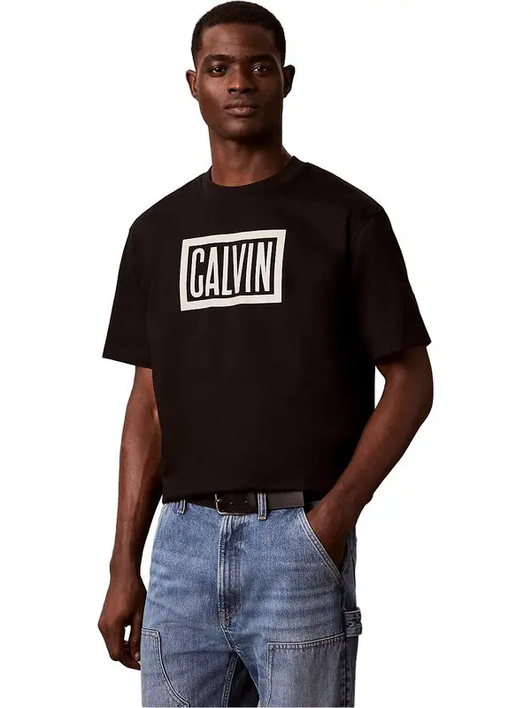 Calvin Klein Relaxed Box Logo Graphic Tee - Black