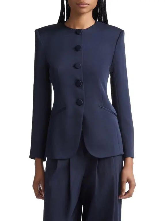 Veronica Beard Wryllen Collarless Jacket - Navy