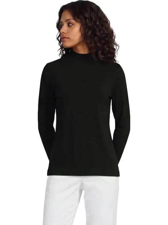 LANDS' END Relaxed Cotton Long Sleeve Mock Turtleneck - Black