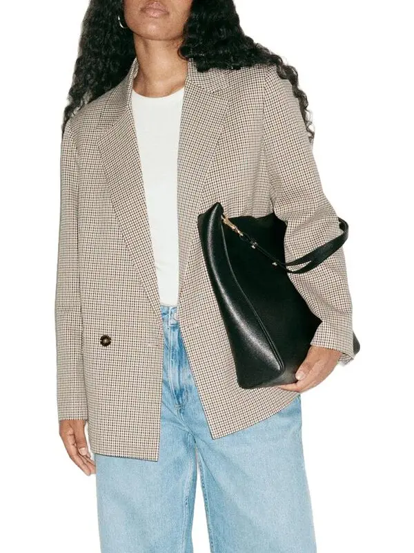 Mango Charlott Micro Houndstooth Check Blazer - Brown