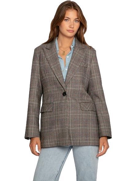 BELLE & BLOOM Paris Grid Single Breasted Blazer - Grey