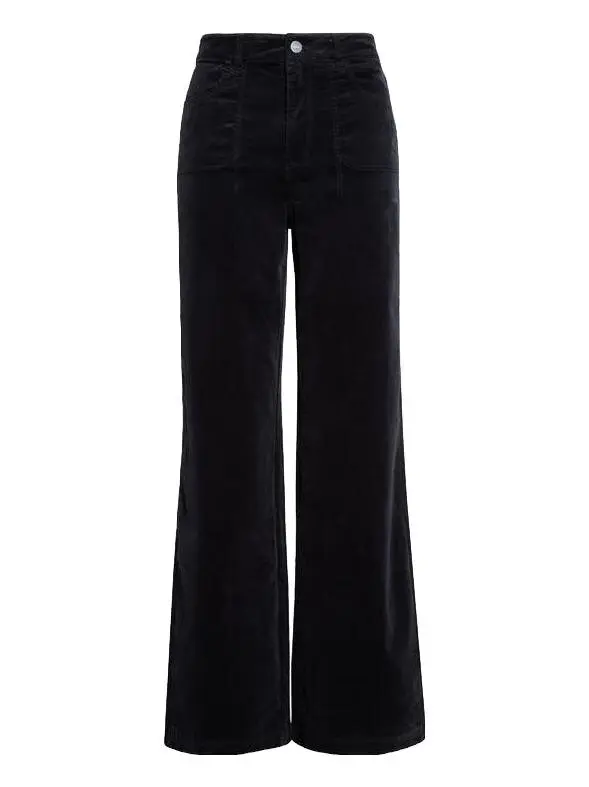 Paige Anessa Utility Pocket High Waist Wide Leg Jeans - Navy