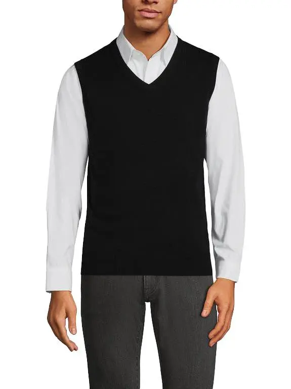 LANDS' END Fine Gauge Cotton Vest - Black